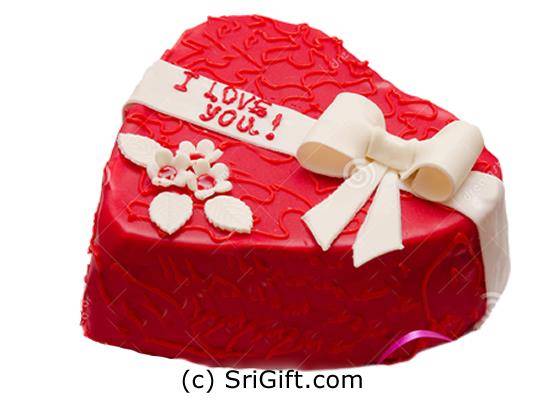 Red Heart White Ribbon Cake | SriGift.com | Gift Kapruka In Sri Lanka ...